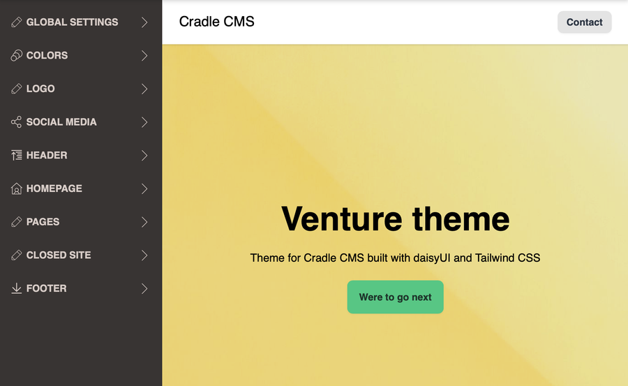 Modifying theme settings file – Cradle CMS & eCommerce