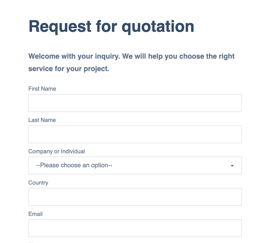 Form developement – Cradle CMS & eCommerce